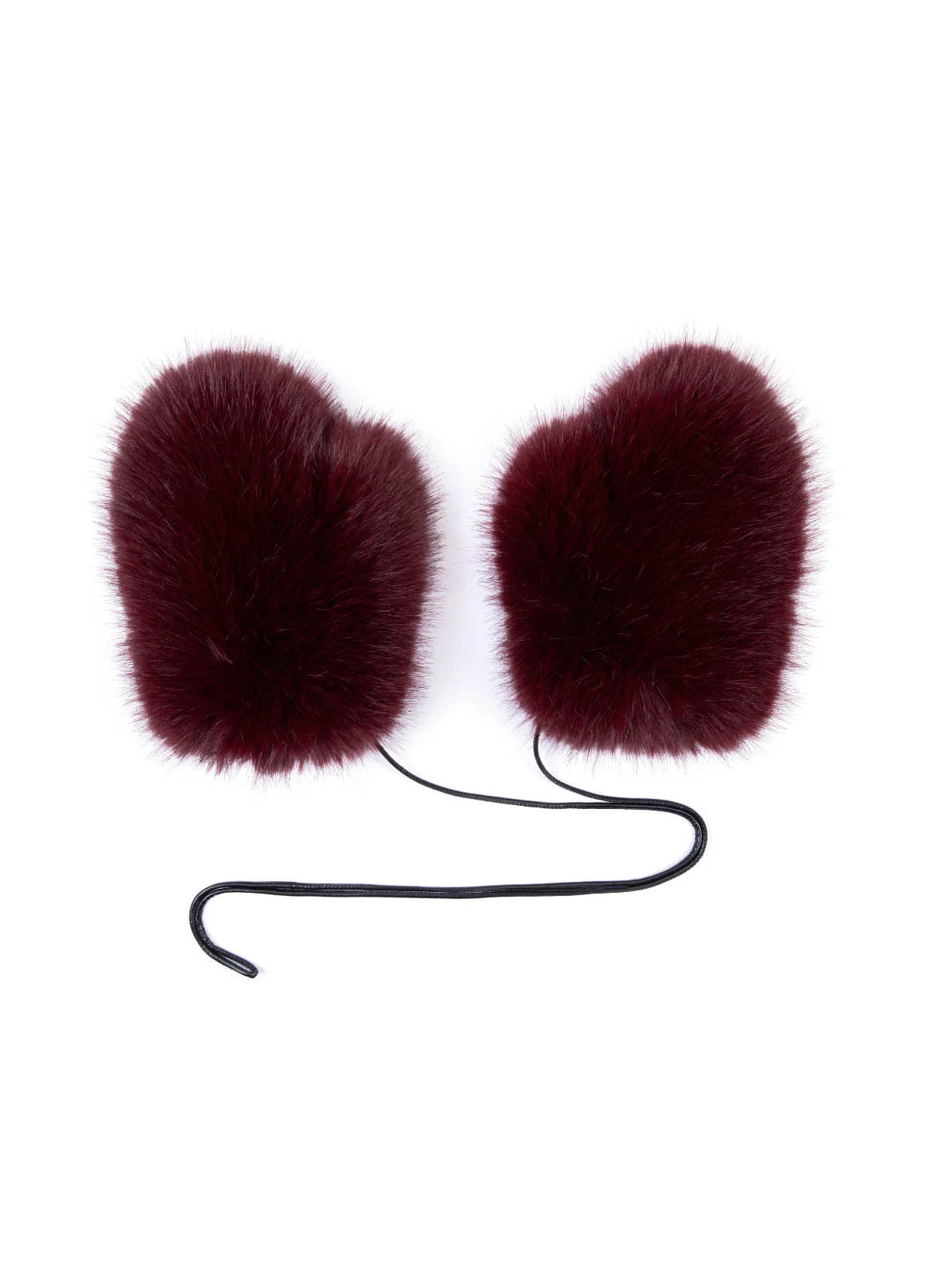 Burgundy Faux Fur Mittens – de Savary London